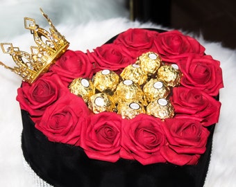 Personalized Heart Shaped Red Rose Flower Arrangement Valentine's Day ...