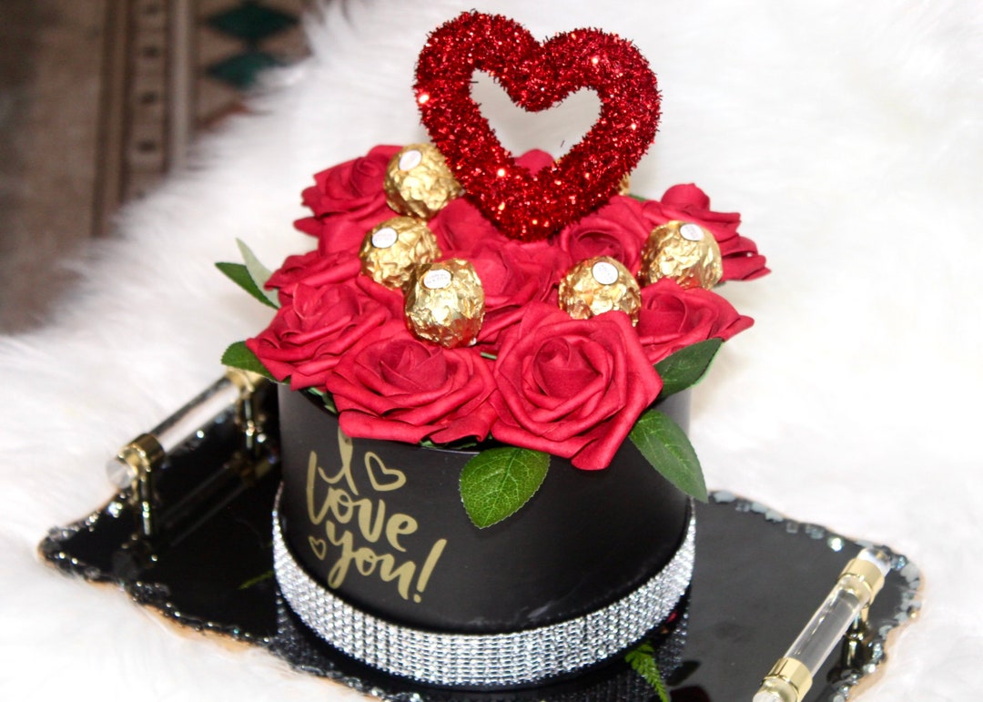 Personalized Red Rose Flower Arrangement, Valentine's Day Flowers ...