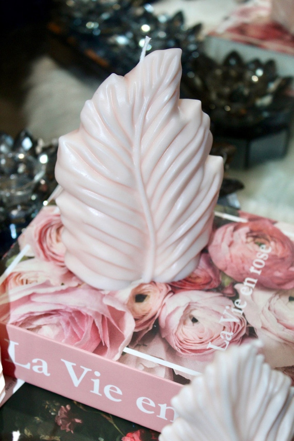 Handmade Palm Leaf Pillar Candle Set: Coral Shell Decor - Etsy