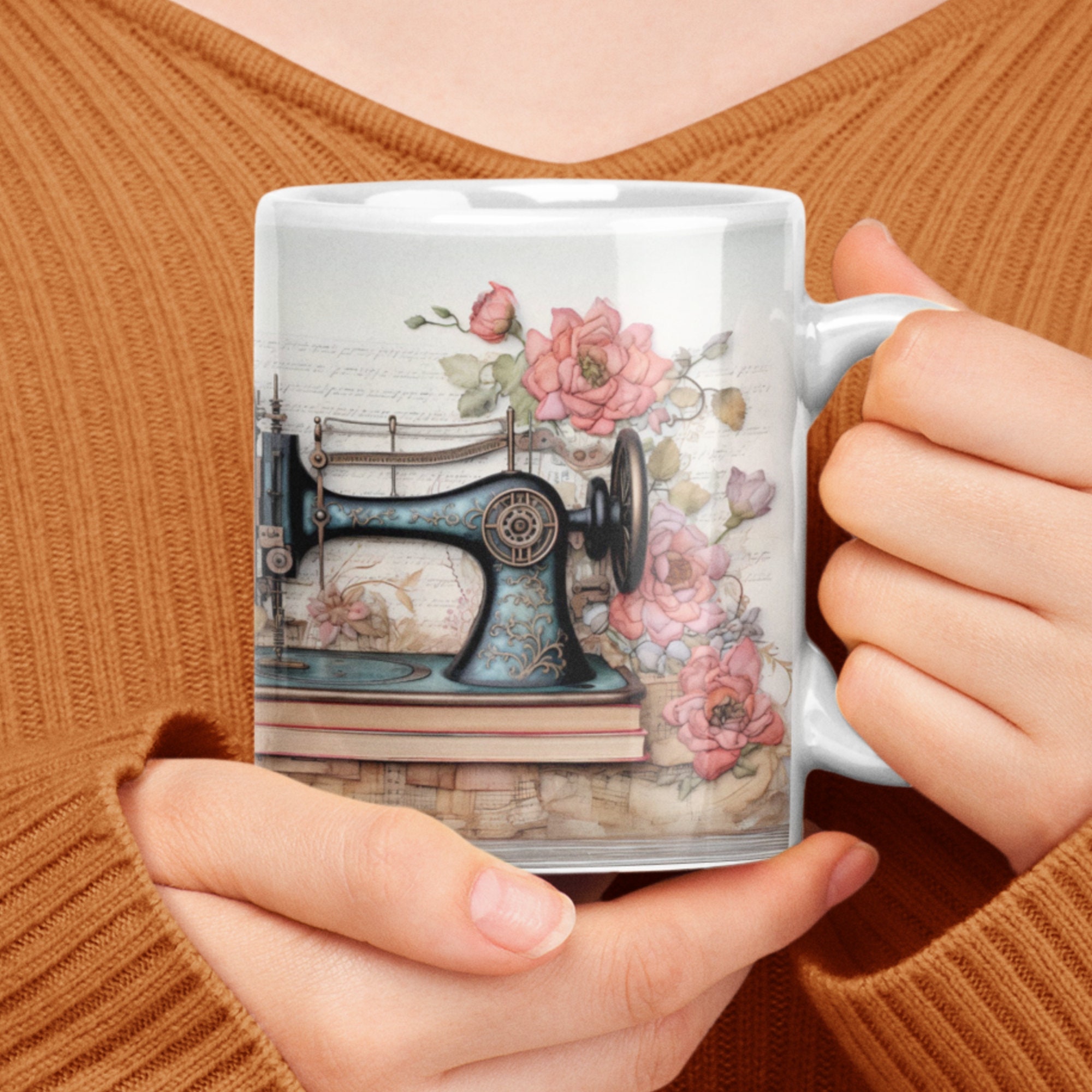 3D Sewing Machine Mug: Vintage Floral Design - Perfect Gift for ...