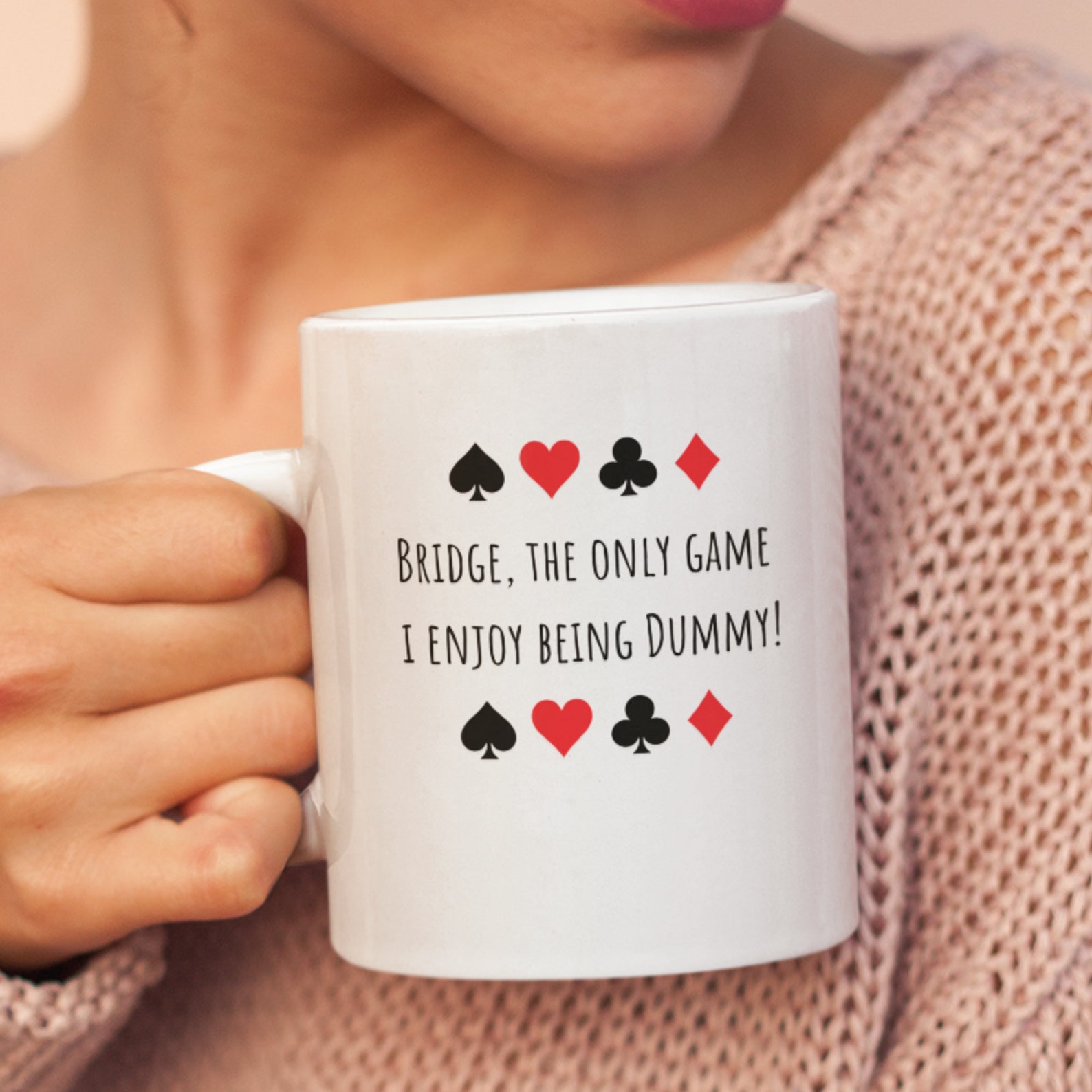 Bridge Game Mug With Card Suit Graphics – Enjoy Being Dummy in the ...