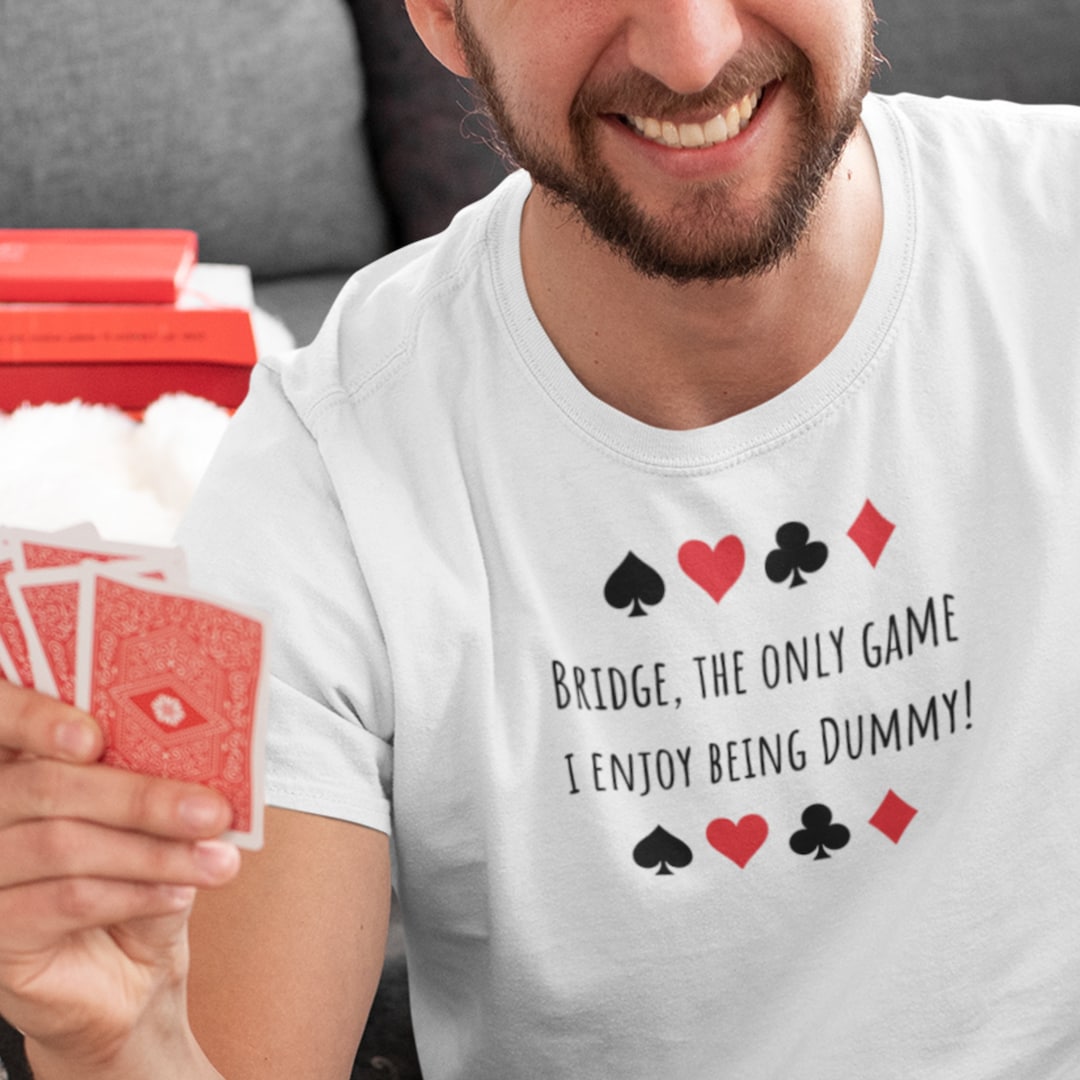 Bridge Players Stylish T-shirt, Card Suit Graphics and Slogan 'bridge ...