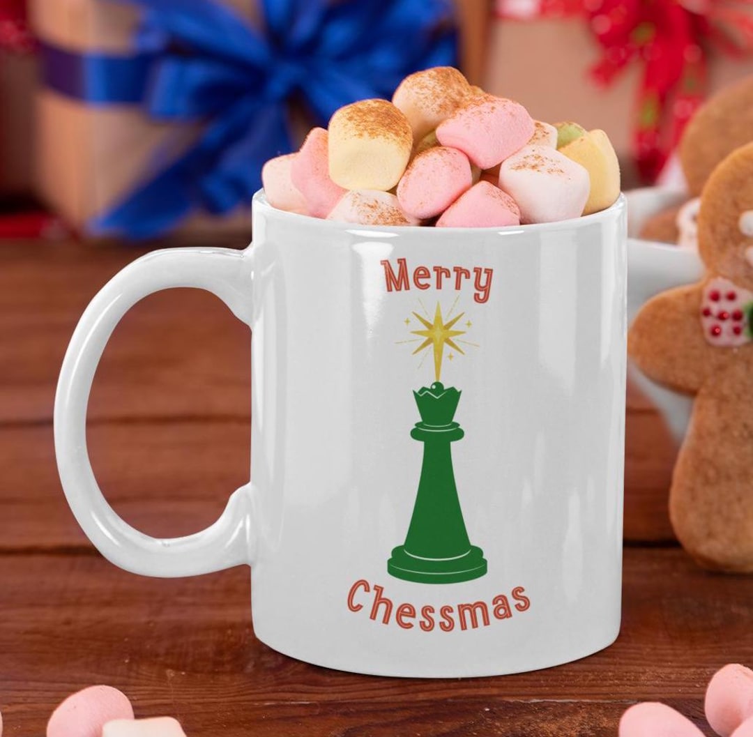 Funny Christmas Chess Mug - Green Tree Queen With Golden Star - Merry ...