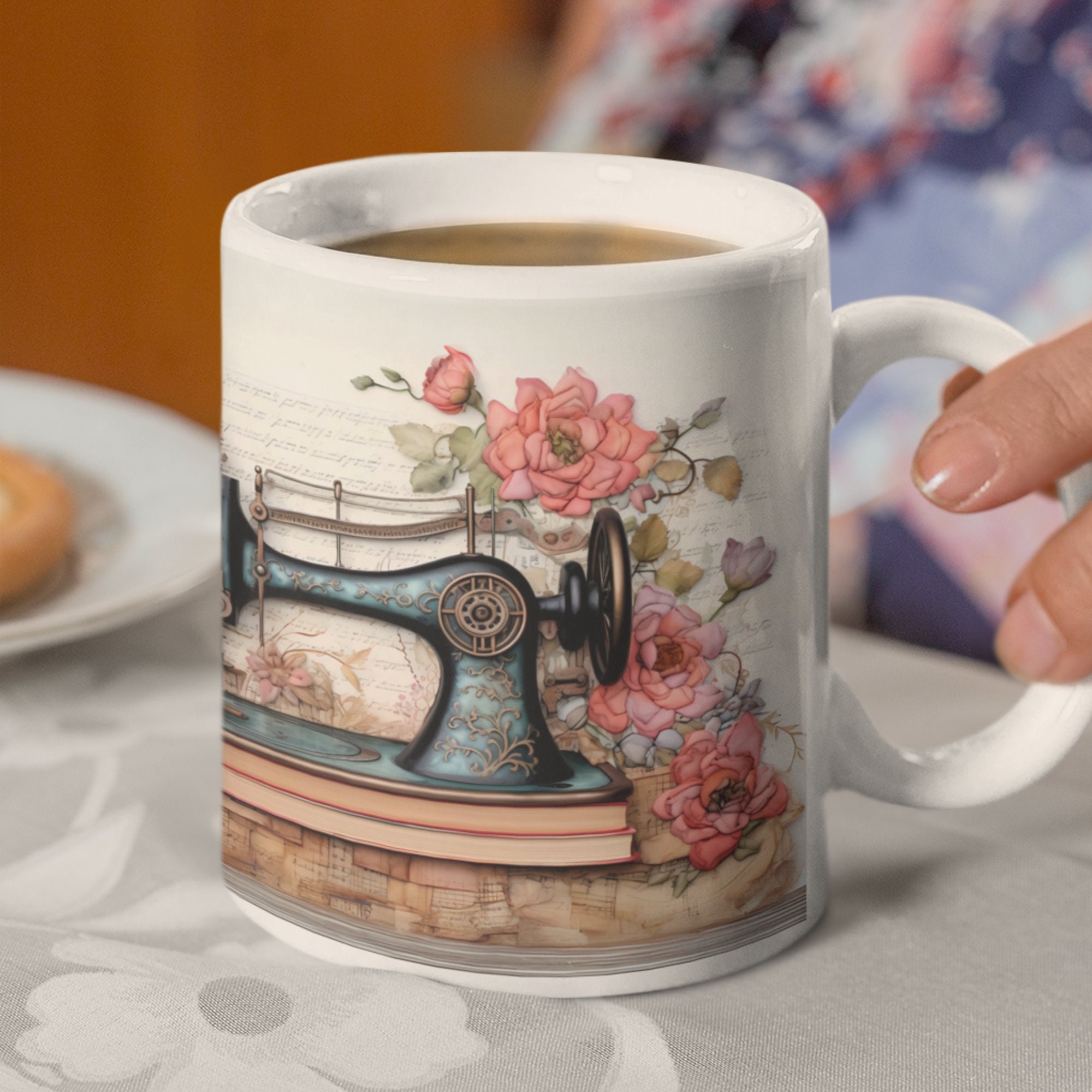 3D Sewing Machine Mug: Vintage Floral Design - Perfect Gift for ...
