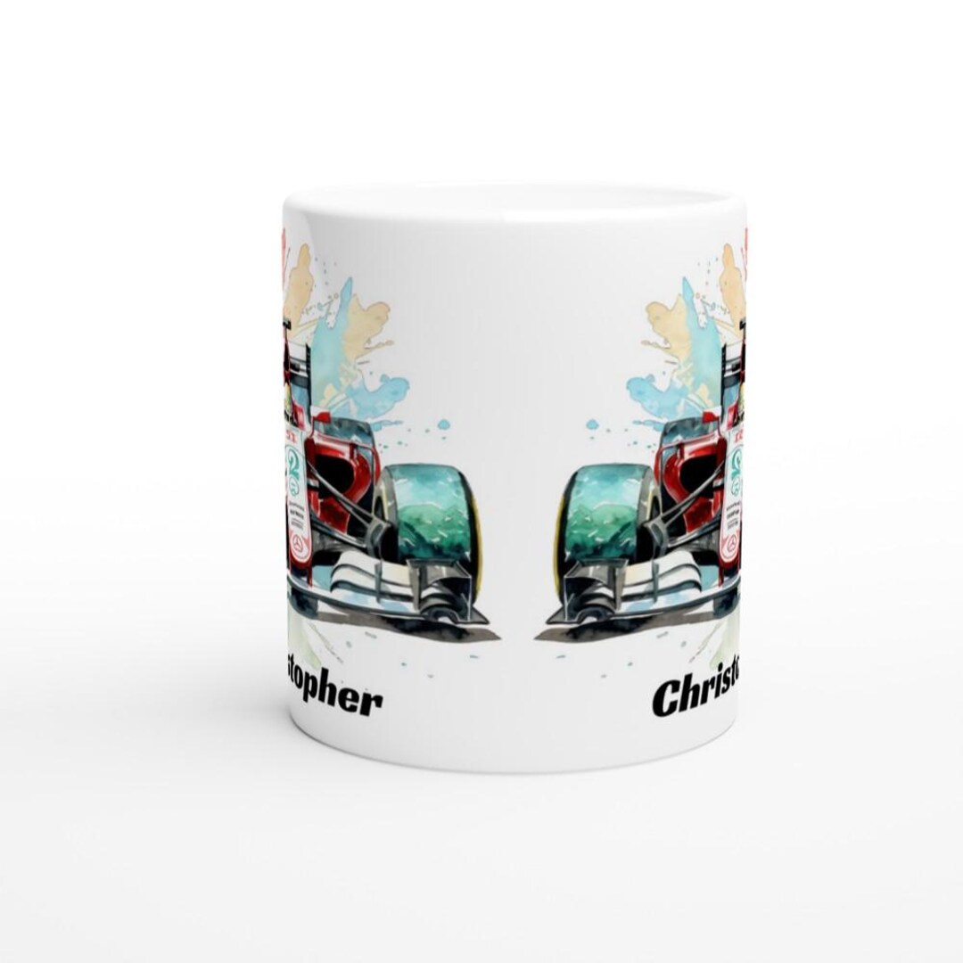 Personalized Racing Car Mug - Stunning Watercolor Formula One Design ...