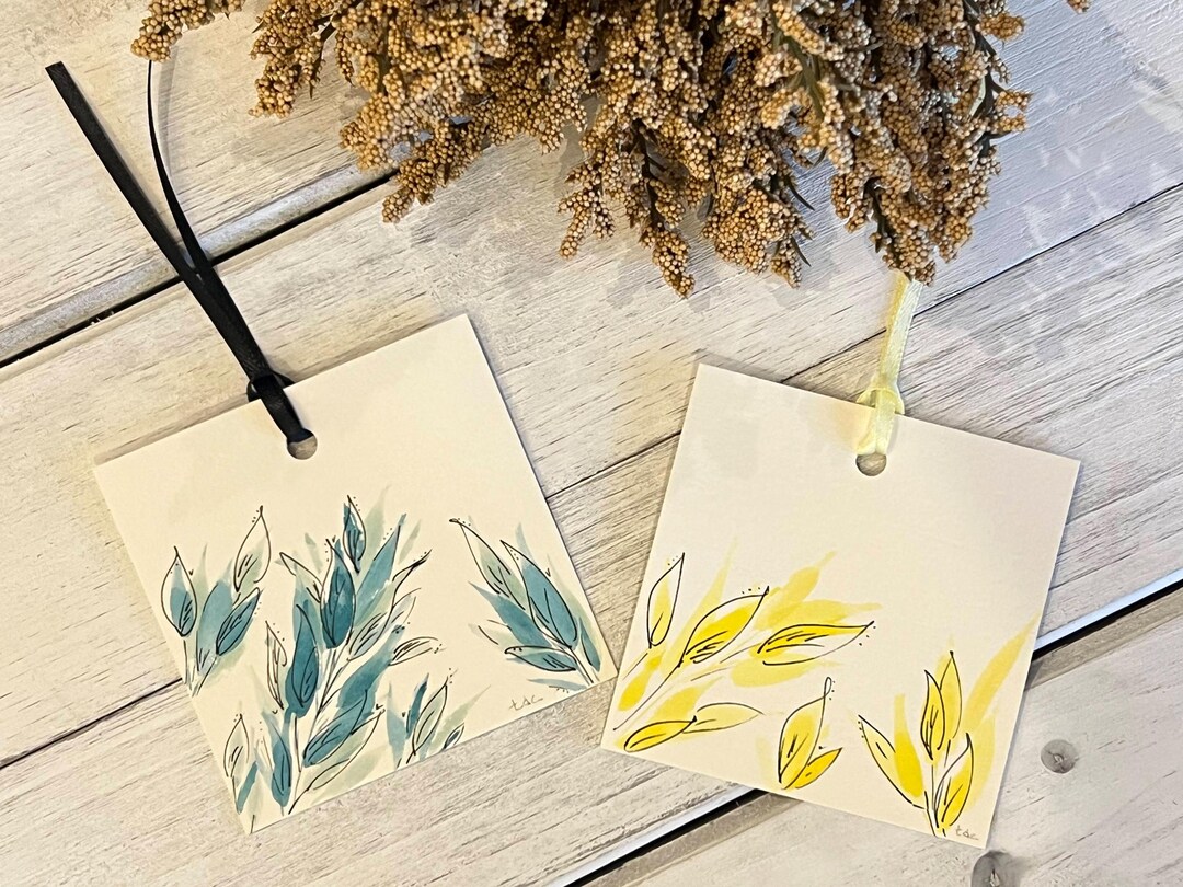 Leaf Gift Tags Hand Painted Original not a Print - Etsy