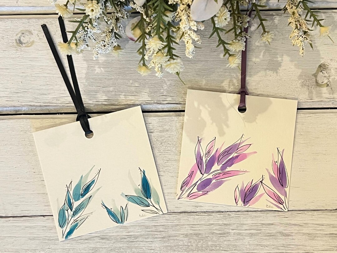 Leaf Gift Tags Hand Painted Original not a Print - Etsy