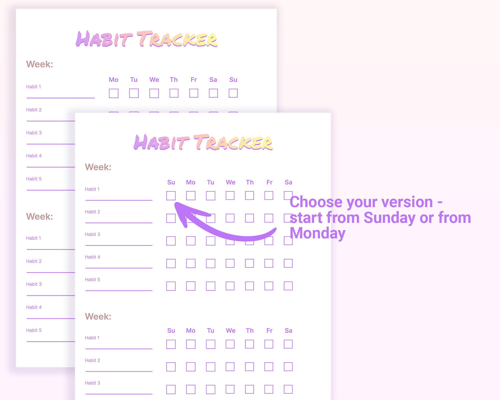 Habit Tracker, Printable Habit Tracker, Weekly Habit Tracker, Daily ...