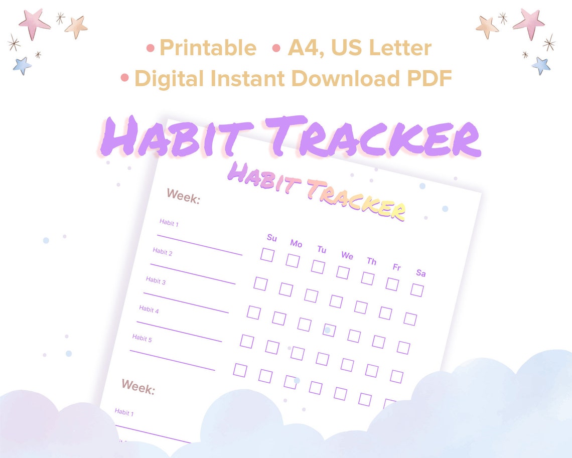 Habit Tracker, Printable Habit Tracker, Weekly Habit Tracker, Daily ...
