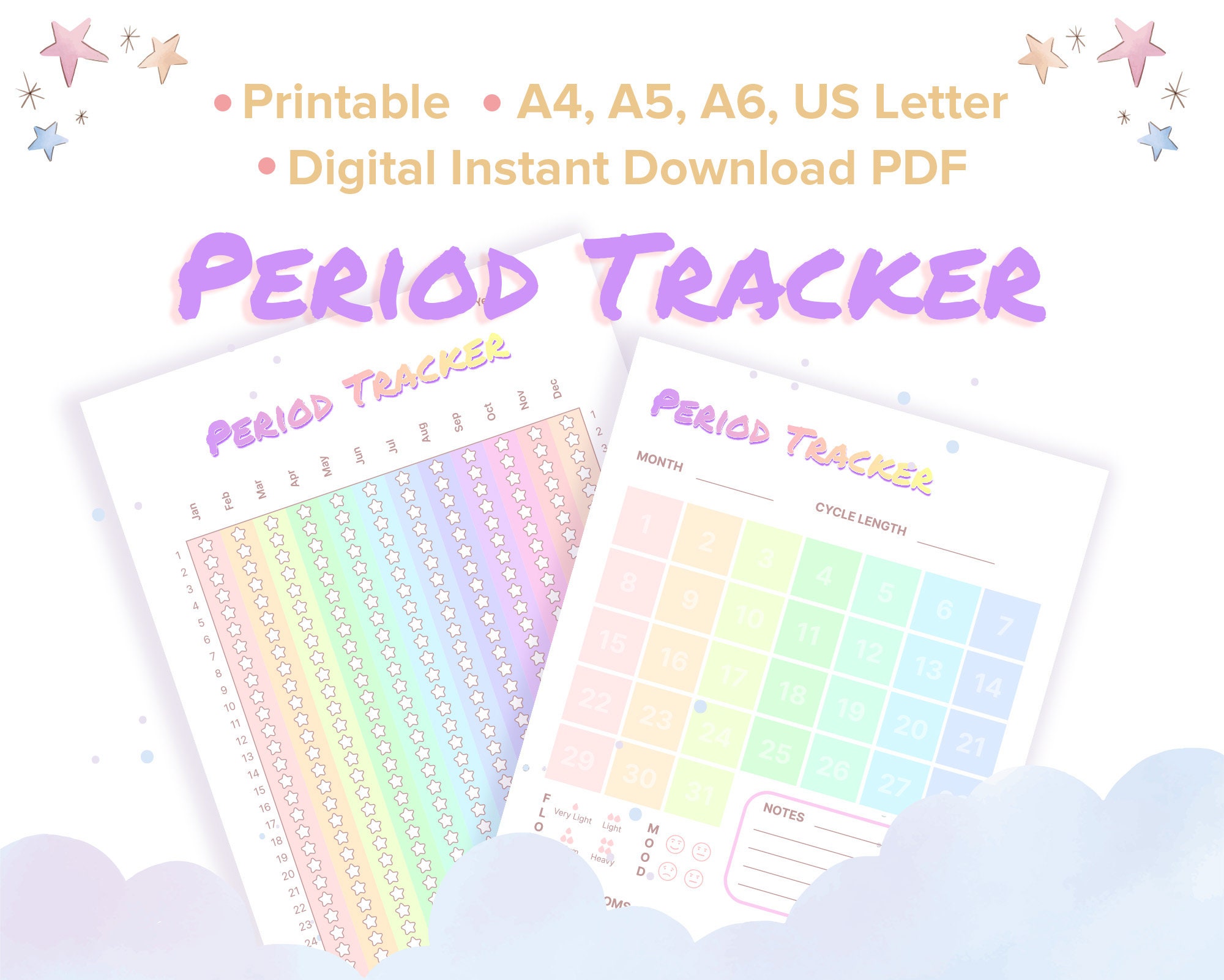 Period Tracker, Printable Tracker, Menstrual Cycle Planner, Cycle ...