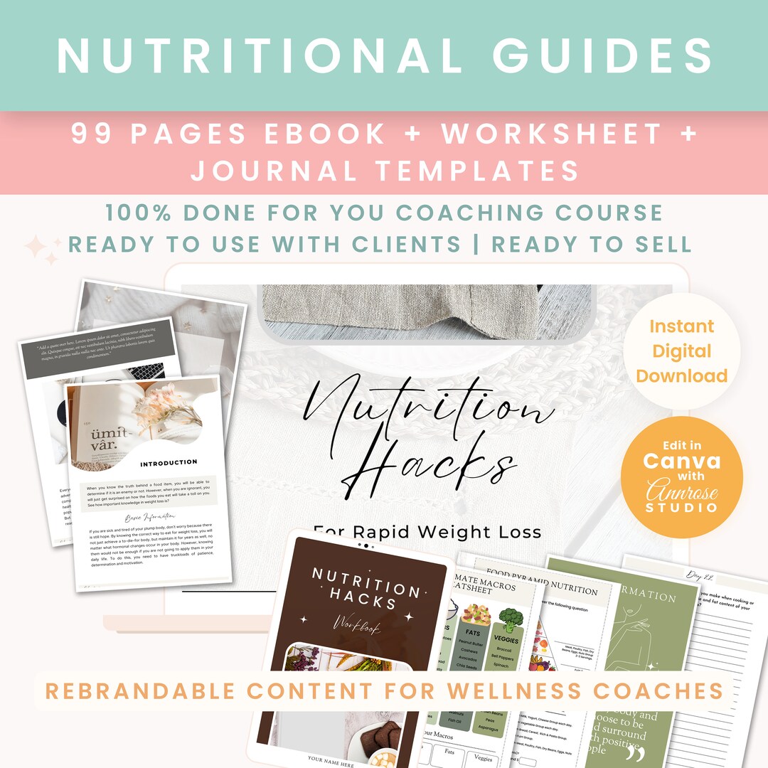 Nutrition for Weight Loss Workbook Done for You, Health Coaching ...