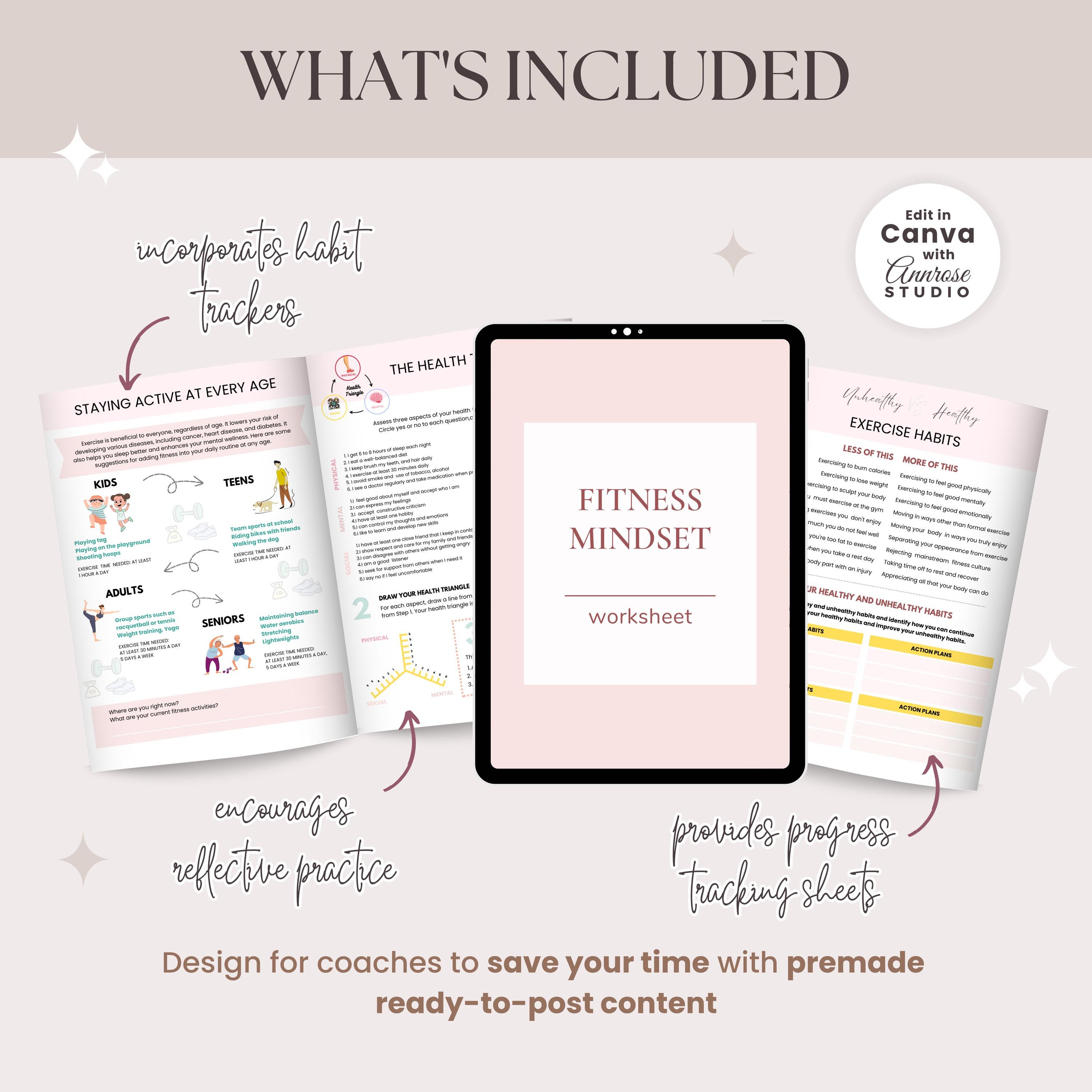 Fitness Mindset Coaching Worksheet | Done for You Workbook | Brandable ...