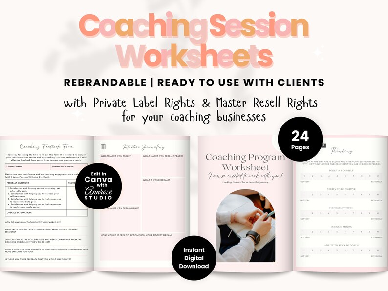 Coaching Session Worksheets Client Session Worksheets Done for You ...