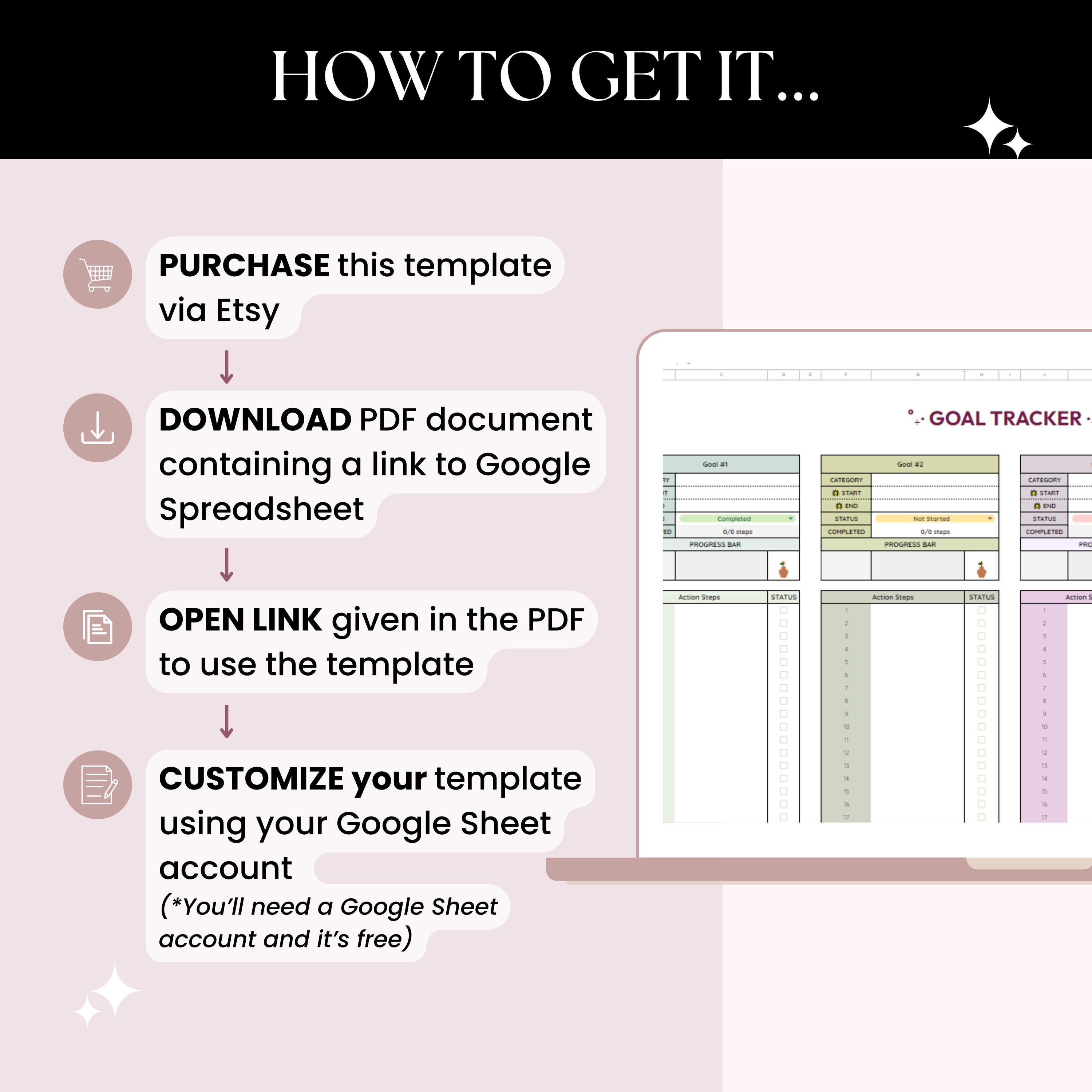 Goal Planner Spreadsheet, Google Sheets To-do List, Daily Routine ...