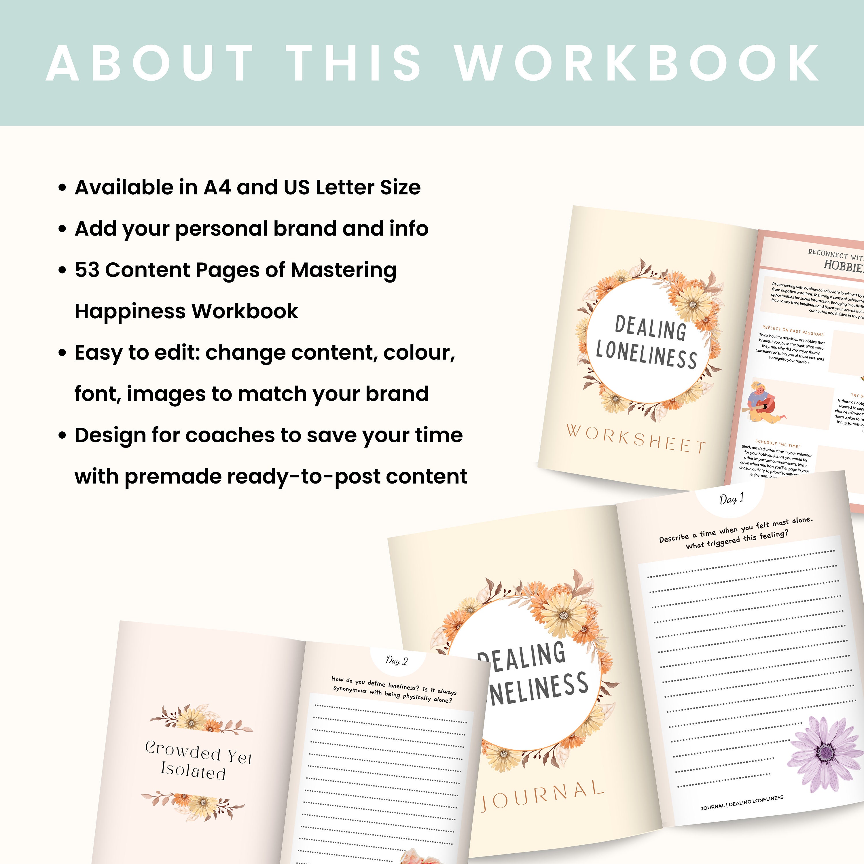 Dealing With Loneliness Worksheet, Journal Coaching Tools for Spiritual ...