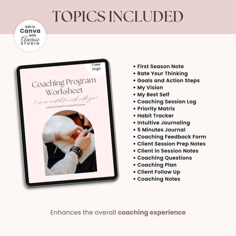 Coaching Session Worksheet Templates, Client Forms (canva Editable ...