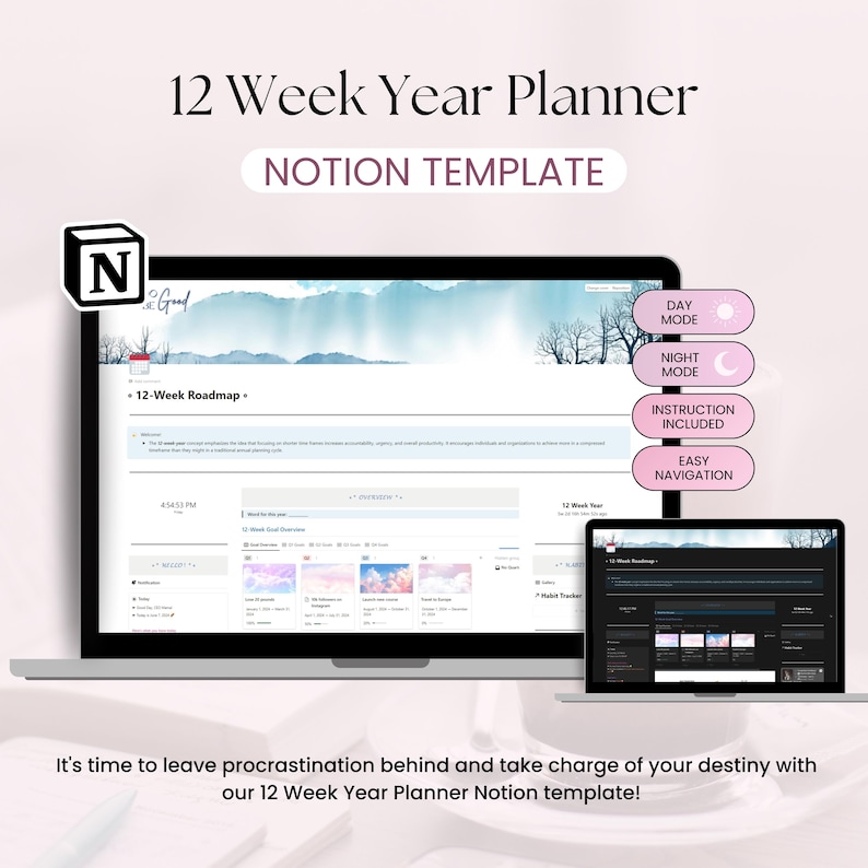 12 Week Year Planner, Goals Planner, Goals Tracker, Goals Setting ...