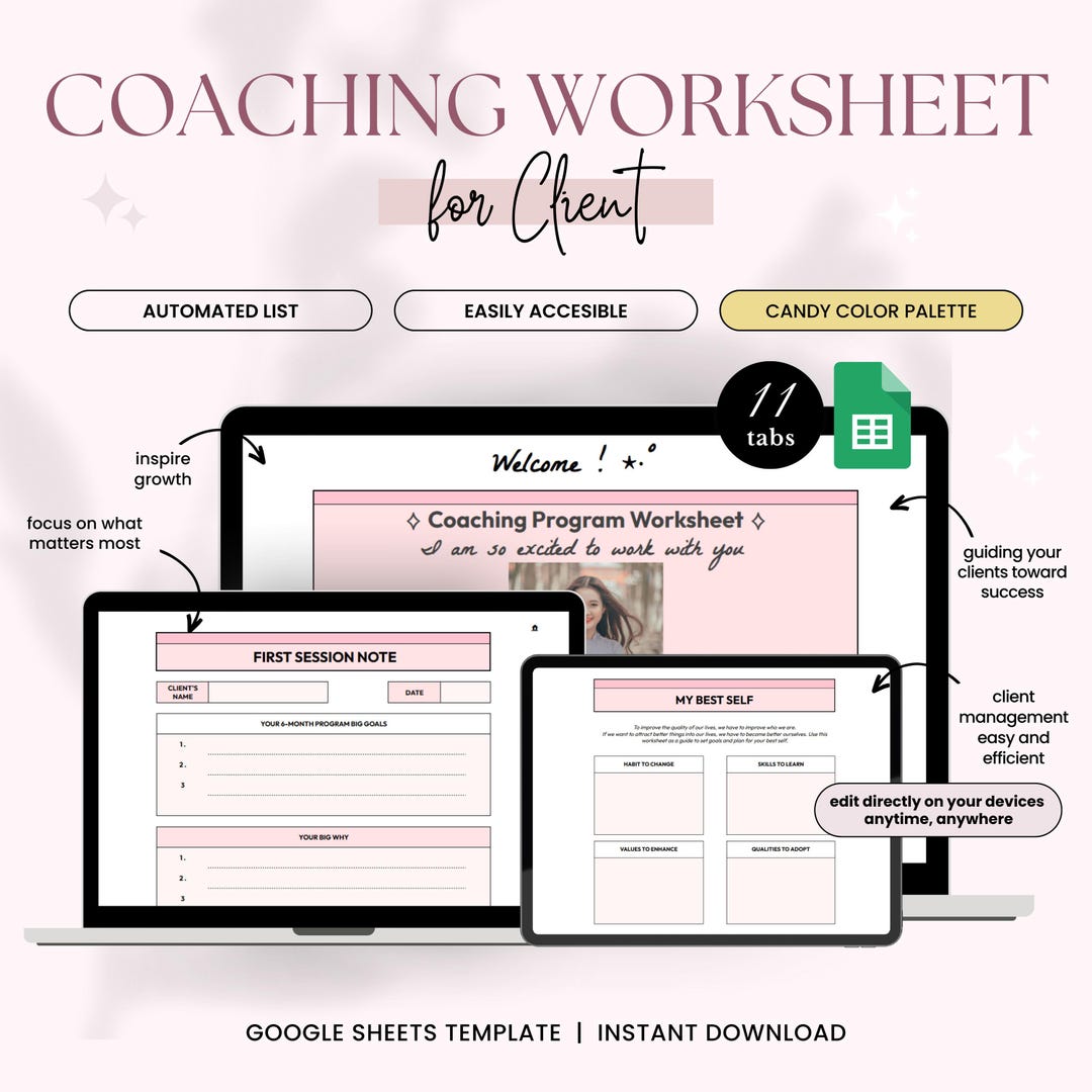 Coaching Session Worksheets Template, Client Session Note, Coaching ...
