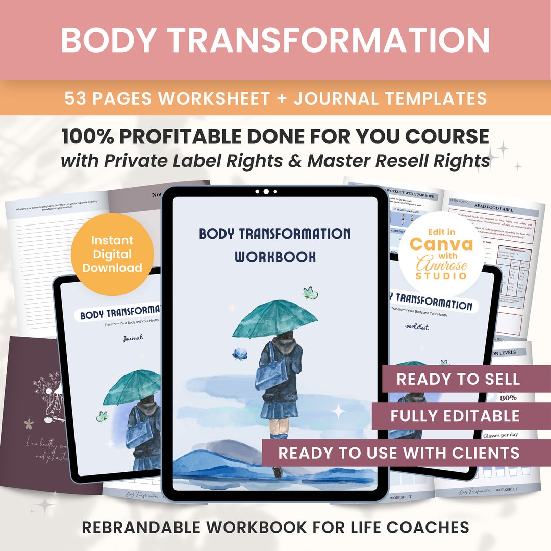 Body Transformation Coaching Worksheet Done for You Workbook Brandable ...
