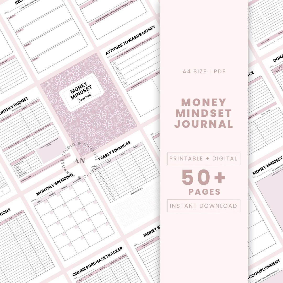 Money Mindset Journal, Financial Planner, Wealth Tracker (PDF Printable ...