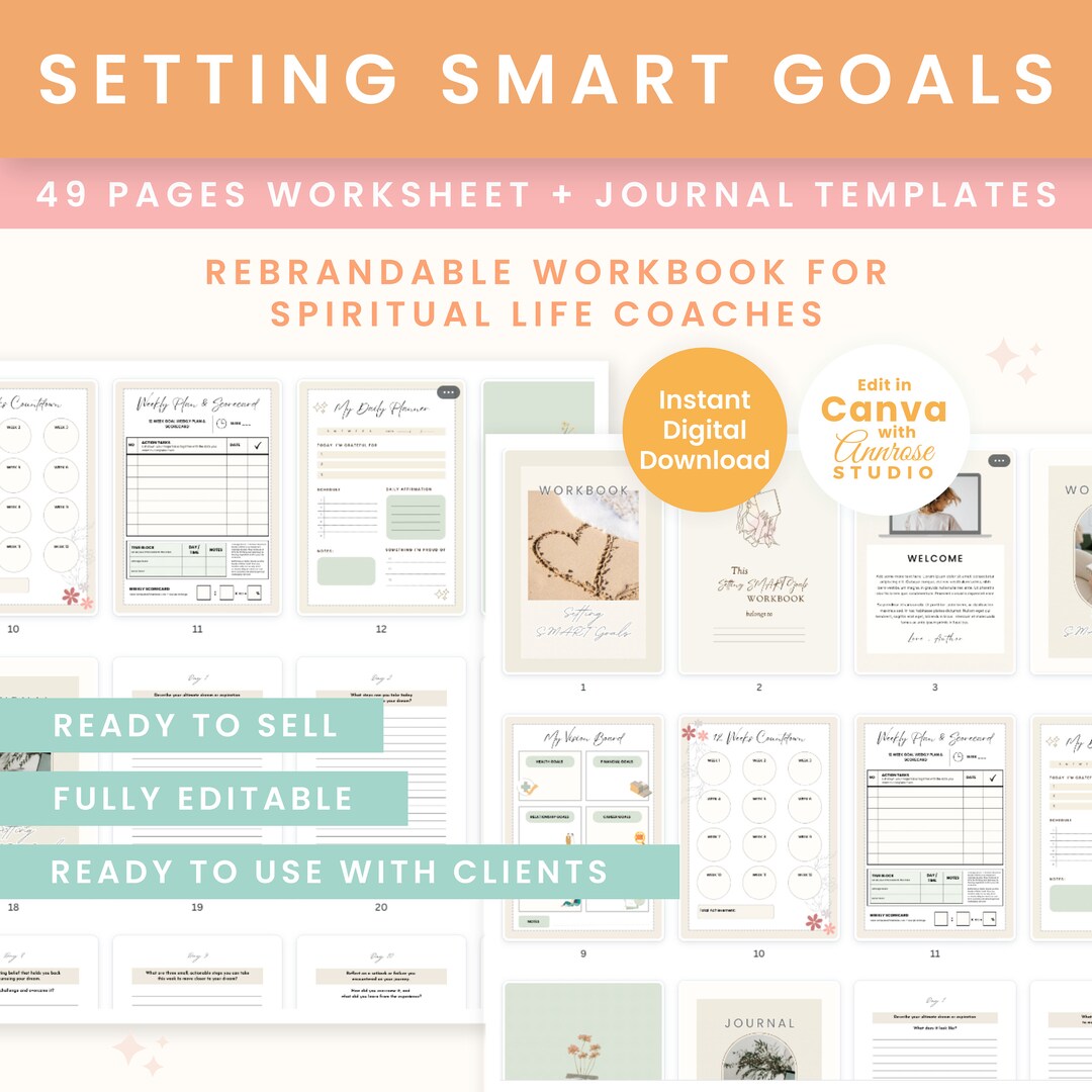 Goal Setting Worksheet, Dream Planner, Goal Tracker, Goal Journal Life ...
