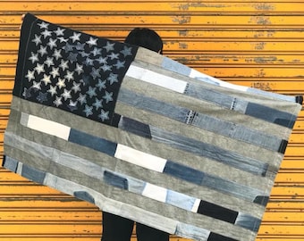 Denim Flag Tapestry, 4th of July Decor, Country Farmhouse, American ...