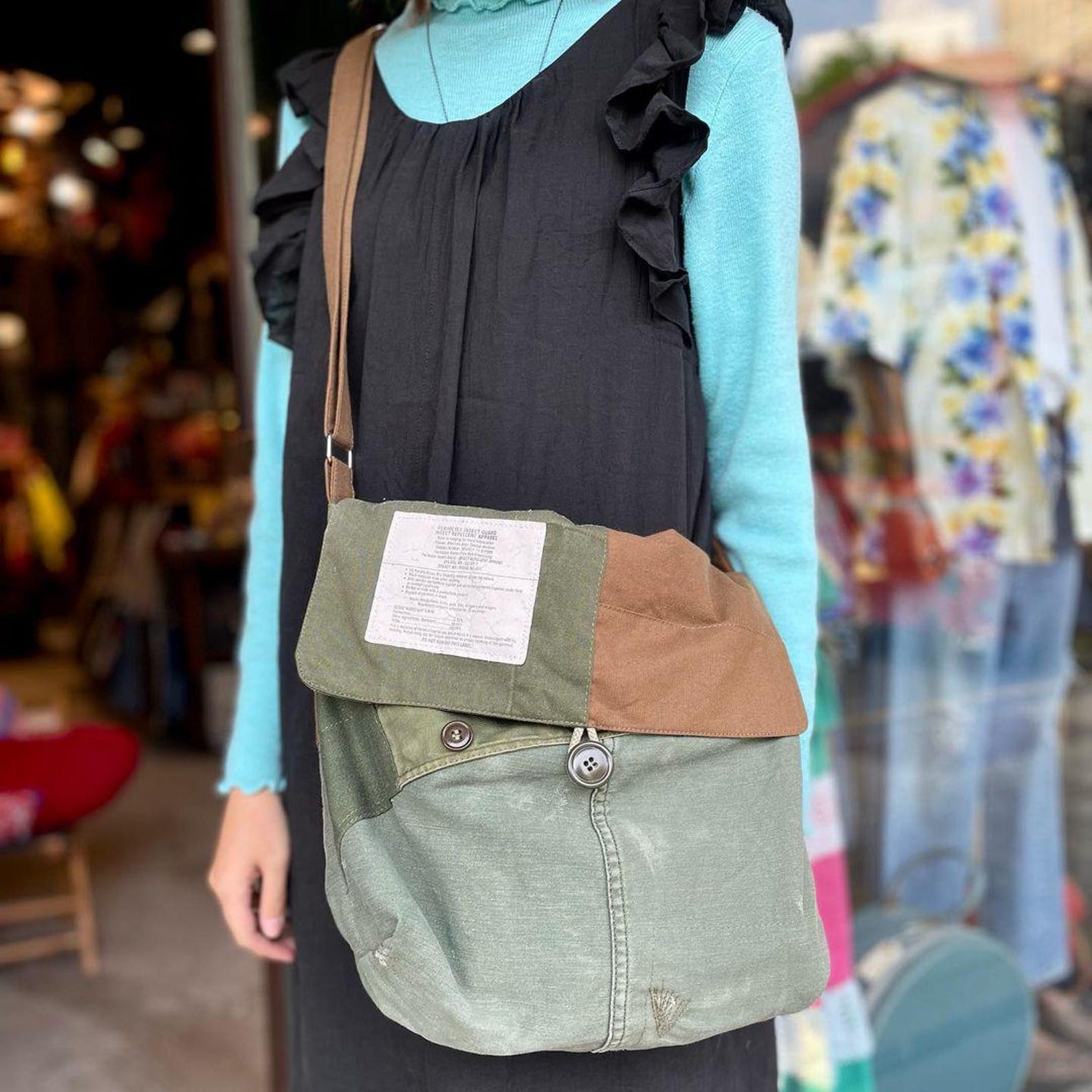 First Edition Vintage Military Remade Patchwork Messenger Bag - Etsy