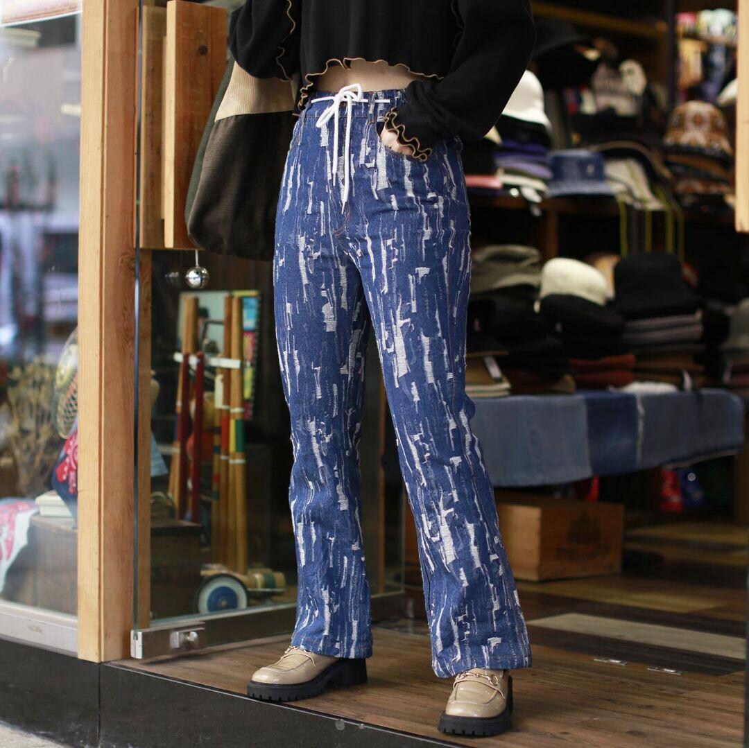 Midwest Supply Raw Effect Flare Jeans - Etsy