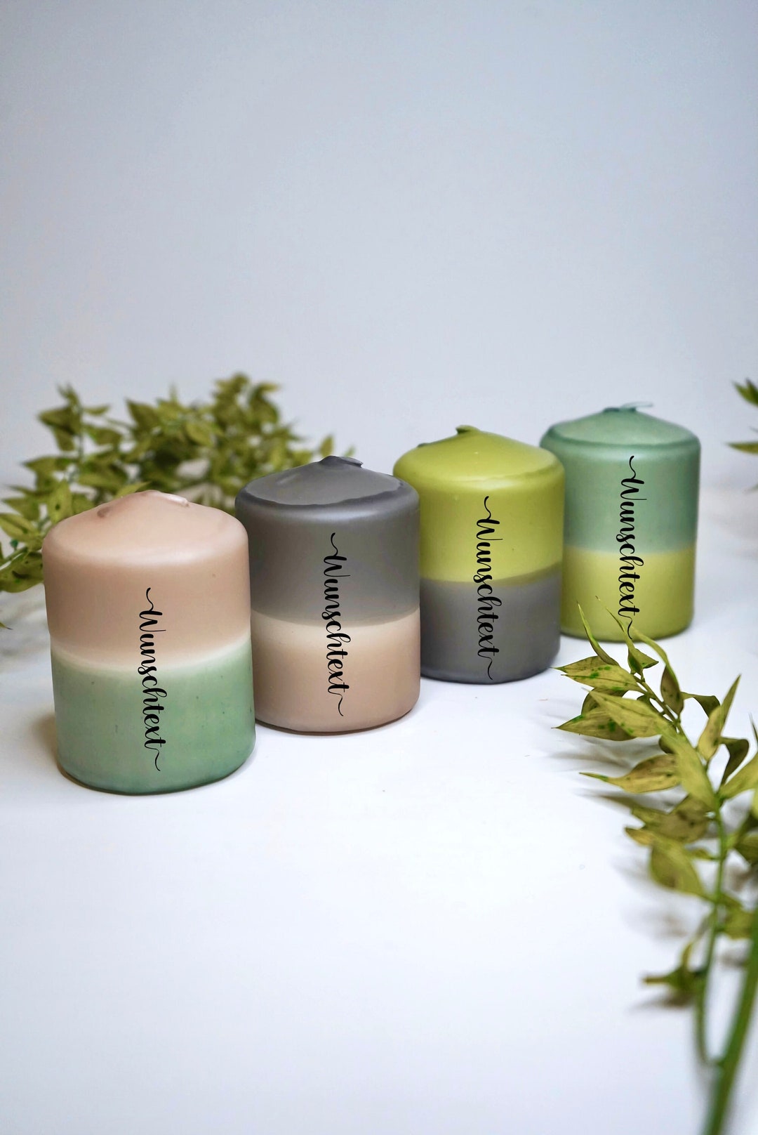 Set of 4 Colored Block Candles Type tanne - Etsy