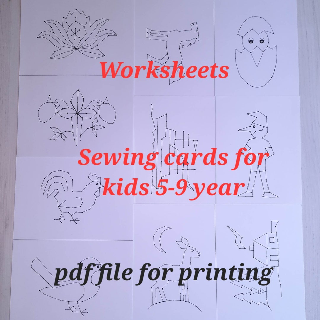 Sewing Practice PDF Printable, Learn to Sew, Practice Sewing Worksheet ...