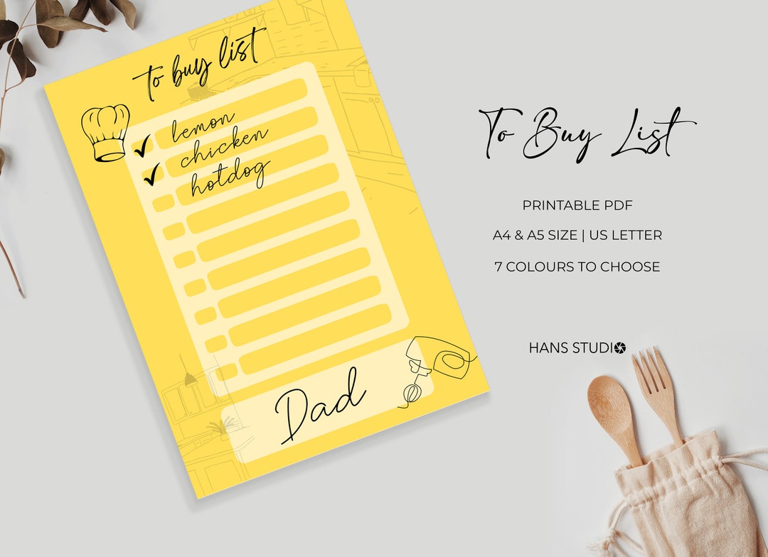 To Buy List | Grocery List | Printable PDF Planner, Grocery Checklist ...