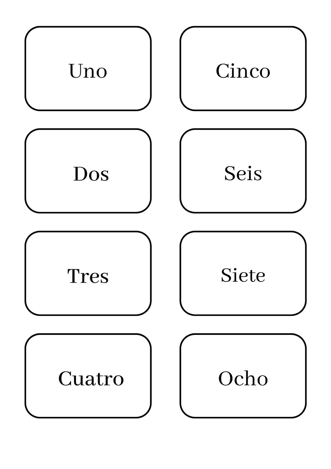 1-20 Spanish Numbers, Blank Flashcards Templates, Language Learning ...