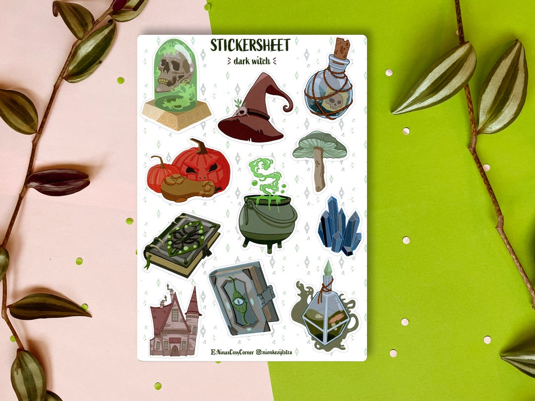 Dark Witch Sticker Sheet Bullet Journal Stickers, Scrapbook Sticker ...