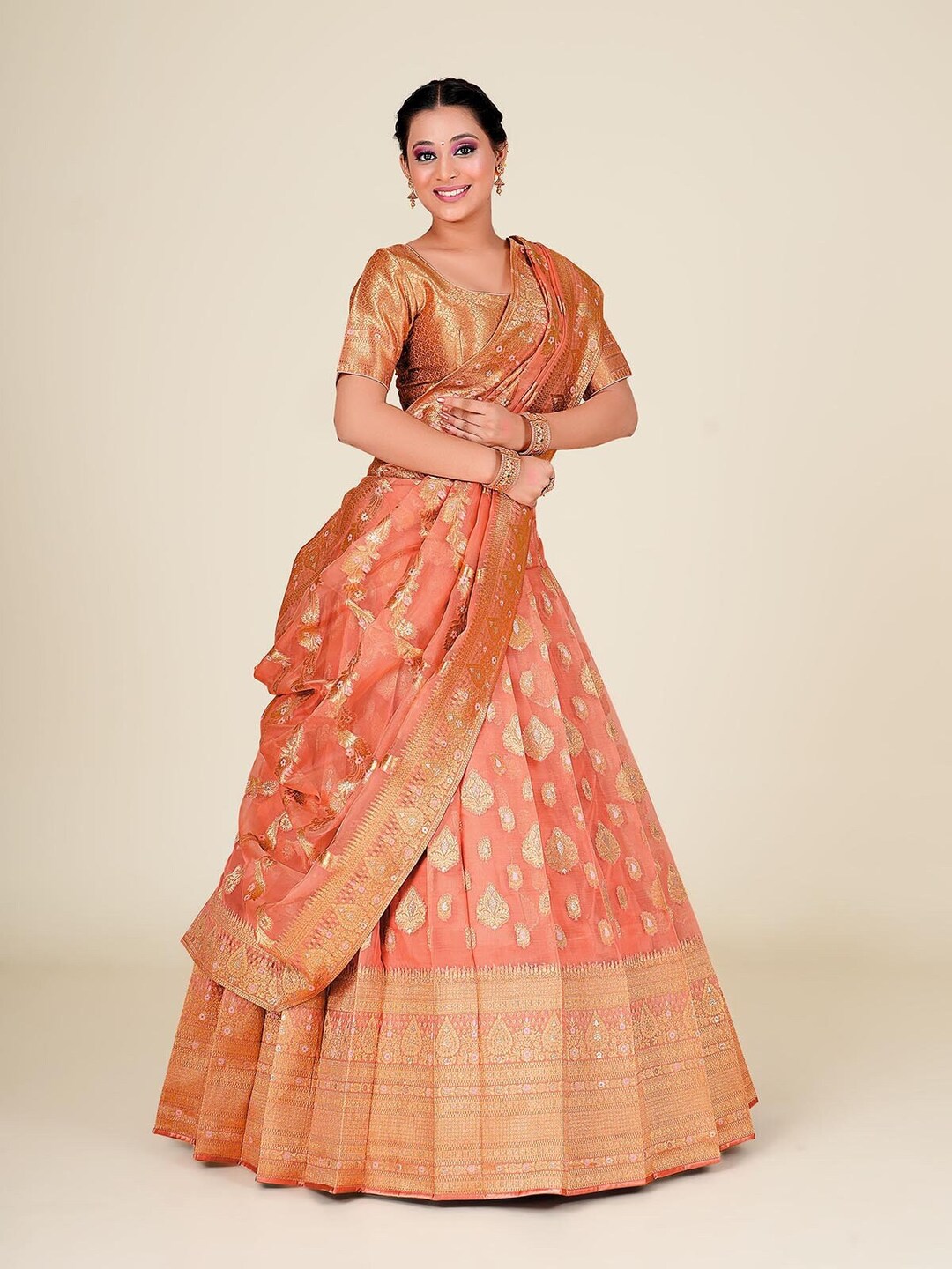 New Collection Gajari Colour Half Saree is the Perfect for - Etsy