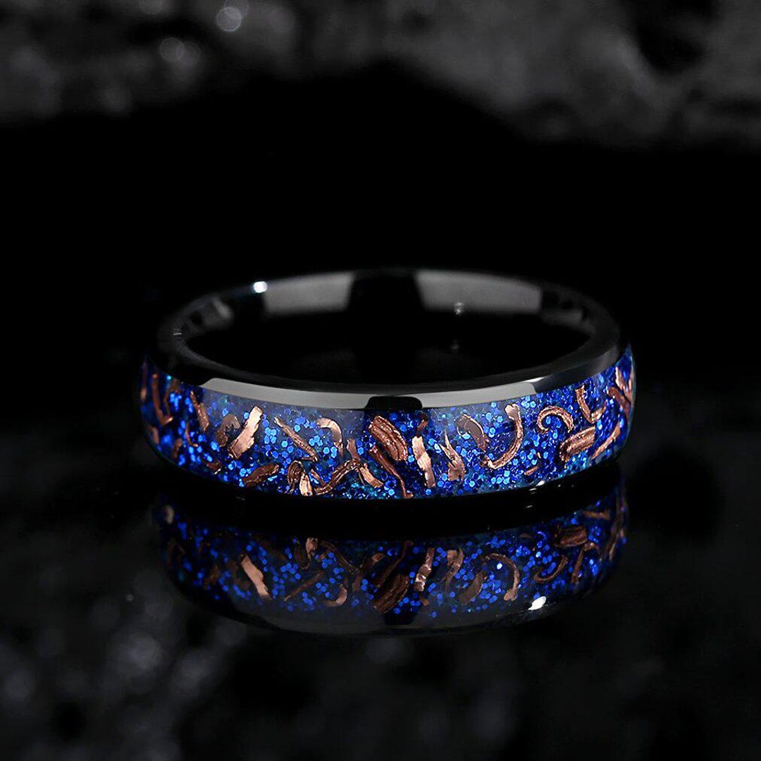 Galaxy Womens Weeding Band: Opal Engagement Ring, Glow in the Dark, 6mm ...