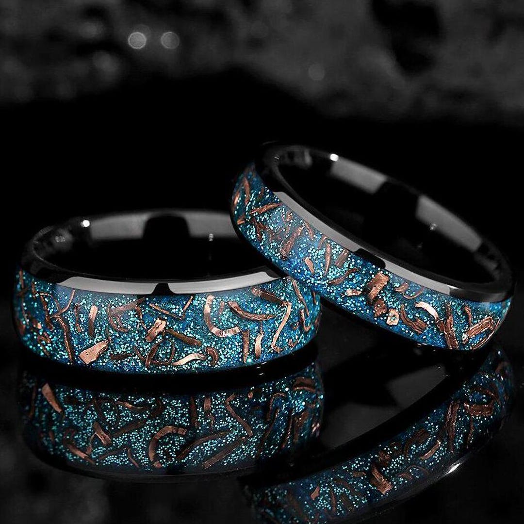 Glow in the Dark Rings, Womens Glow Wedding Ring, Stainless Steel ...