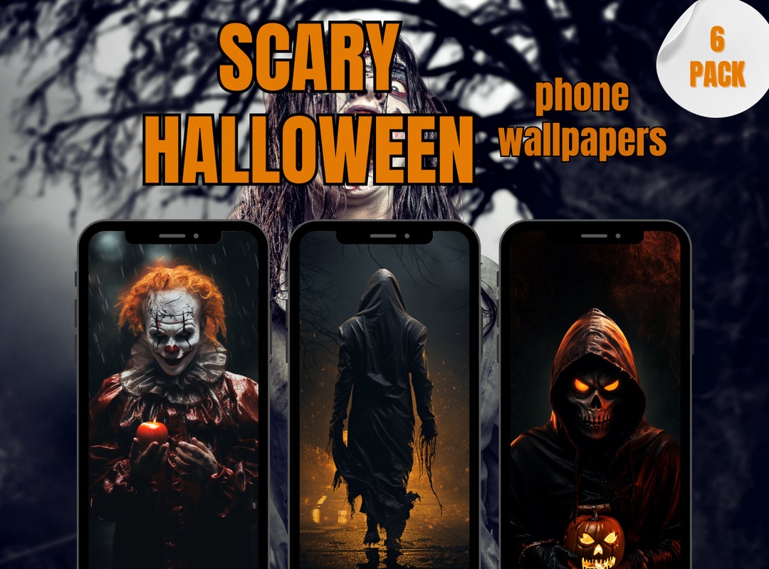 Scary Halloween Phone Wallpaper 6-pack, Halloween iPhone Wallpaper ...