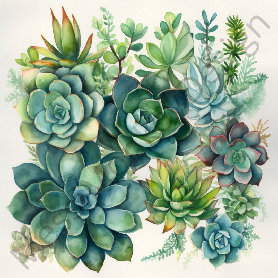 Watercolor Succulents Digital File - Etsy