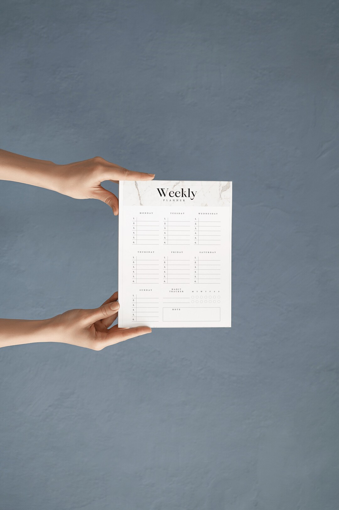 Printable Weekly Planner white Marble Design - Etsy