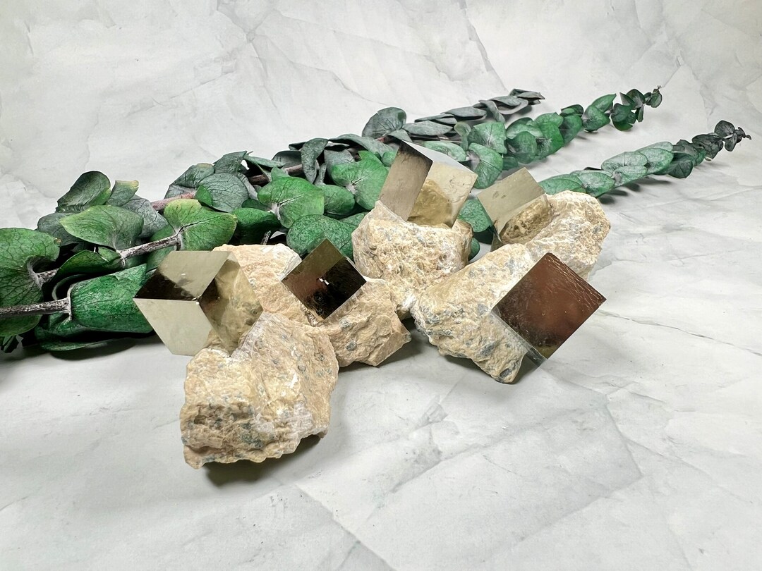 Natural Cubic Pyrite on Matrix - Etsy
