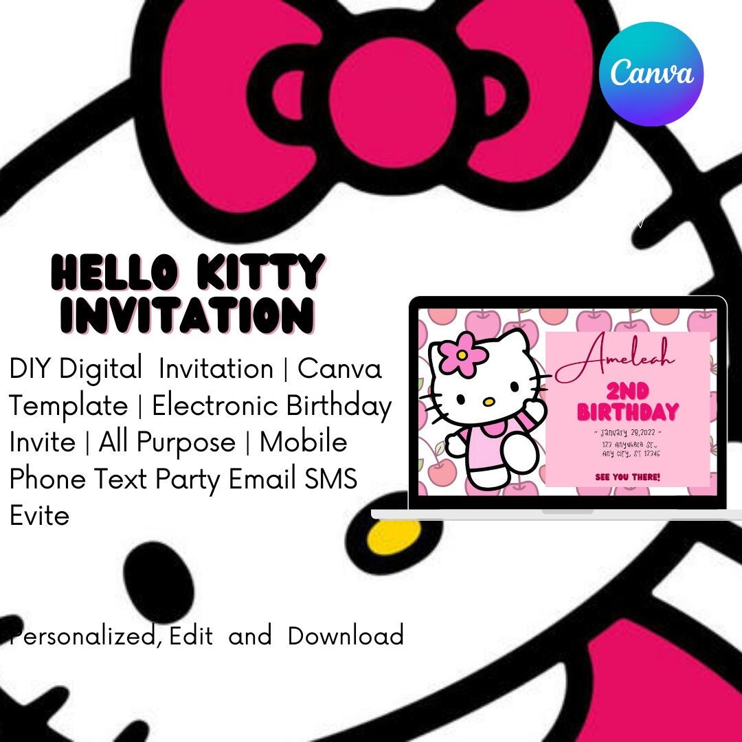 Hello Kitty Head Template For Invitation