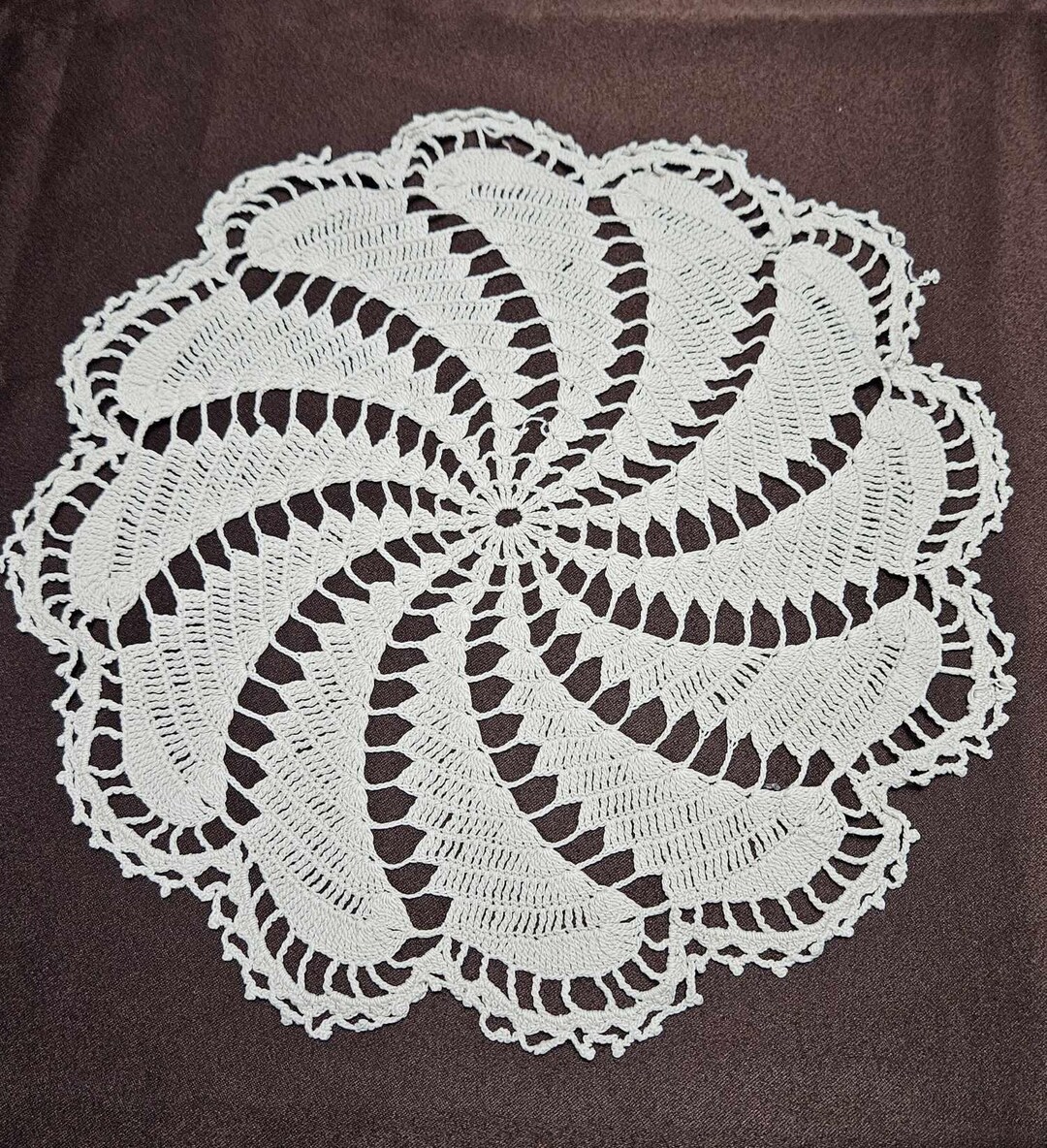 Handmade Vintage Crochet Doily - Light Beige Spiral Pattern Emanating ...