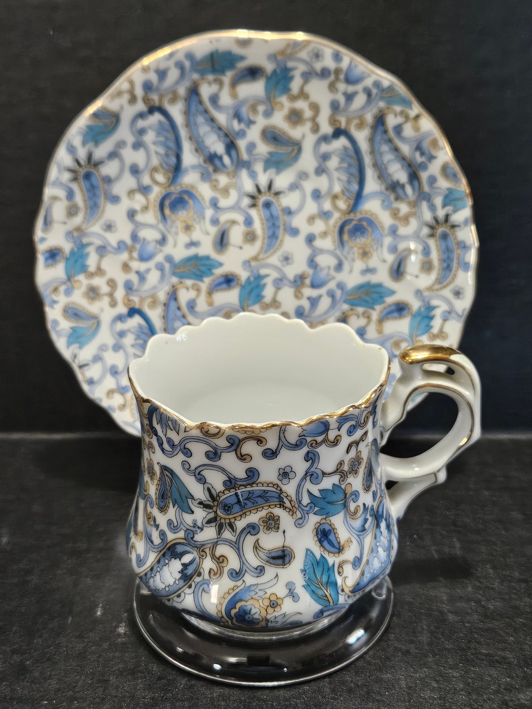 Lefton China Hand Painted Gold Rim Tea Cup and Saucer - Etsy