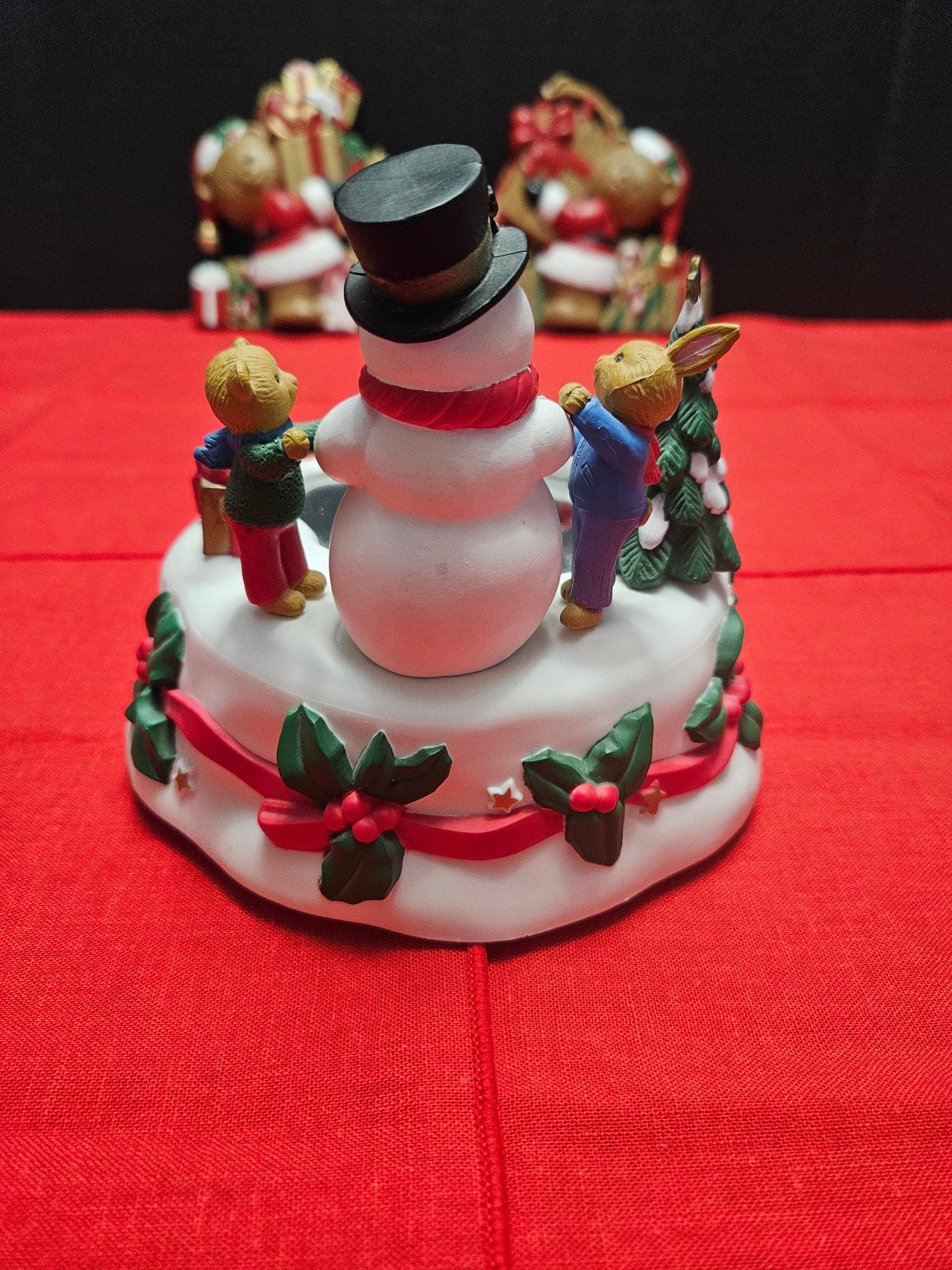 Avon 1996 Snowman With Friends Music Box and Two Christmas Bears Wall ...