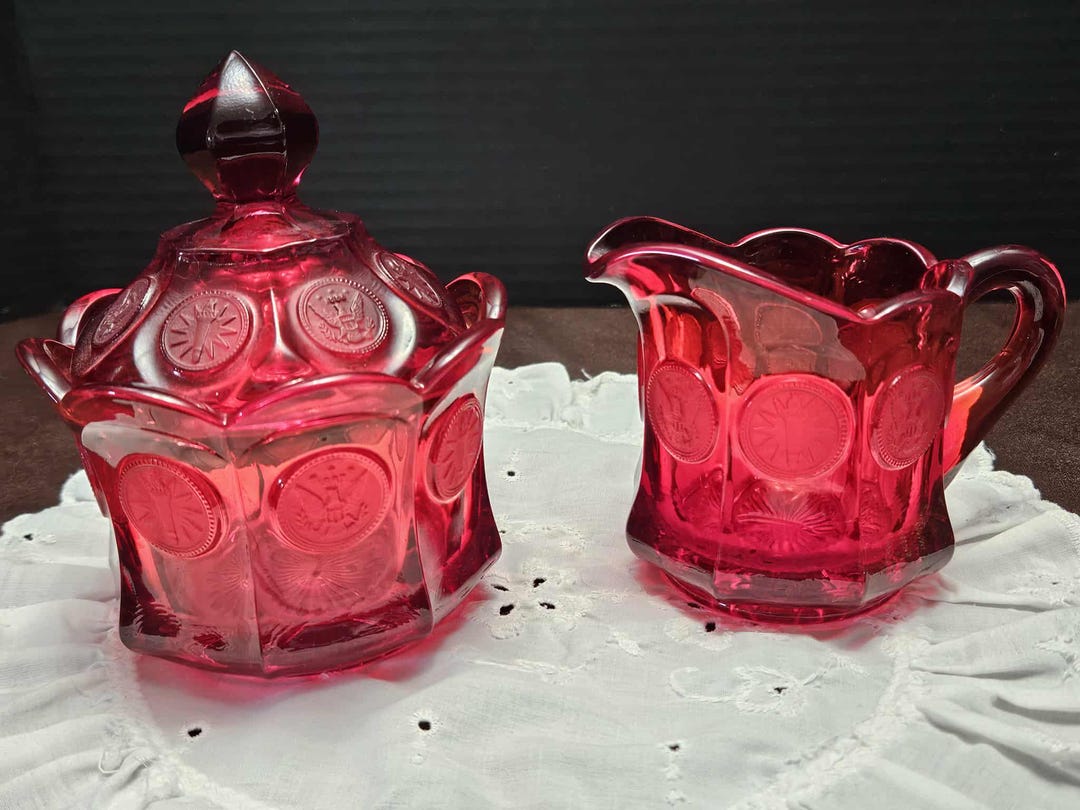 Fostoria Ruby Red Amberina Coin Centennial Pattern With Scalloped ...