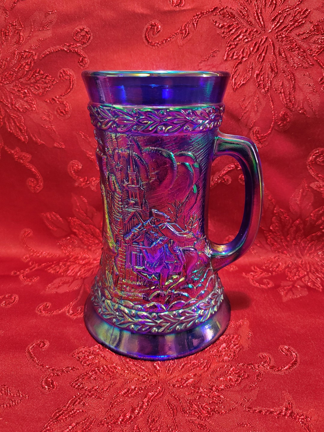 Fenton Glass Cobalt Blue Carnival Glass 1976 Bicentennial Stein 7" Tall ...