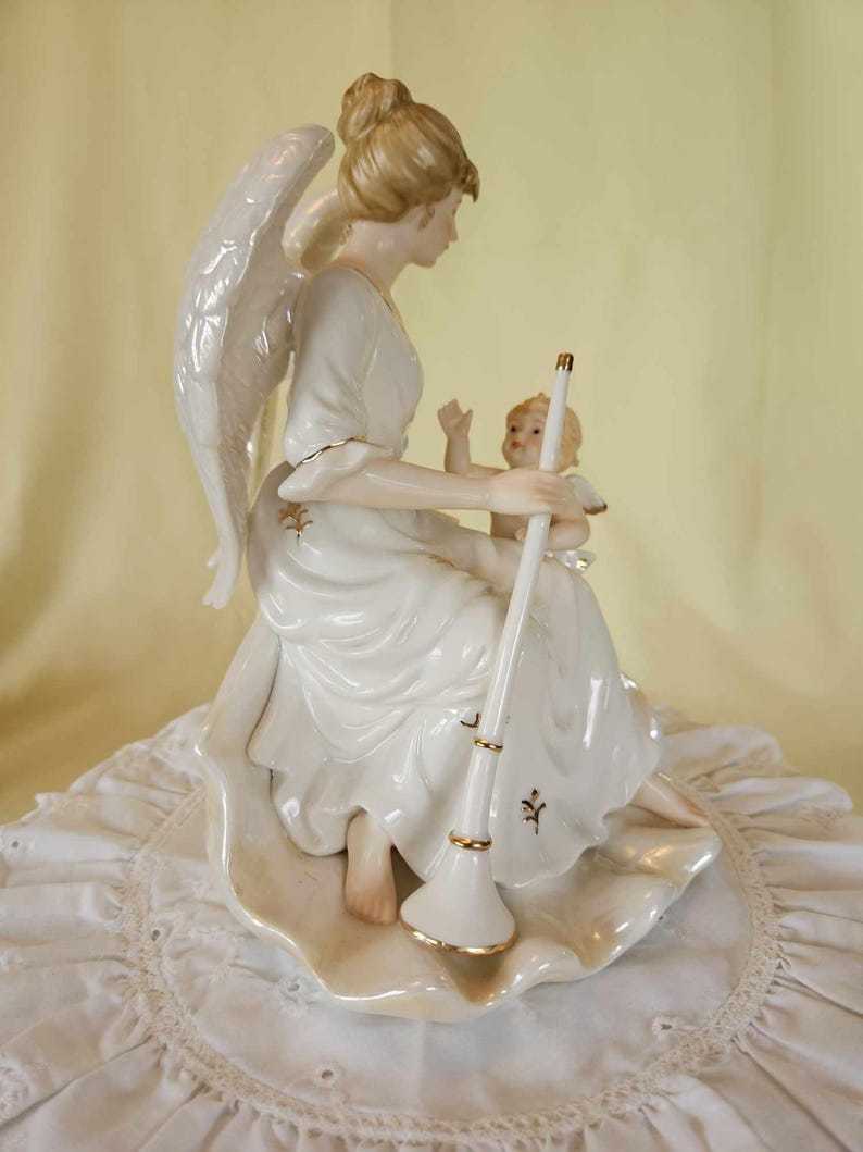 Grandeur Noel Porcelain Angel Figurine Hand-painted With Gold Accents ...