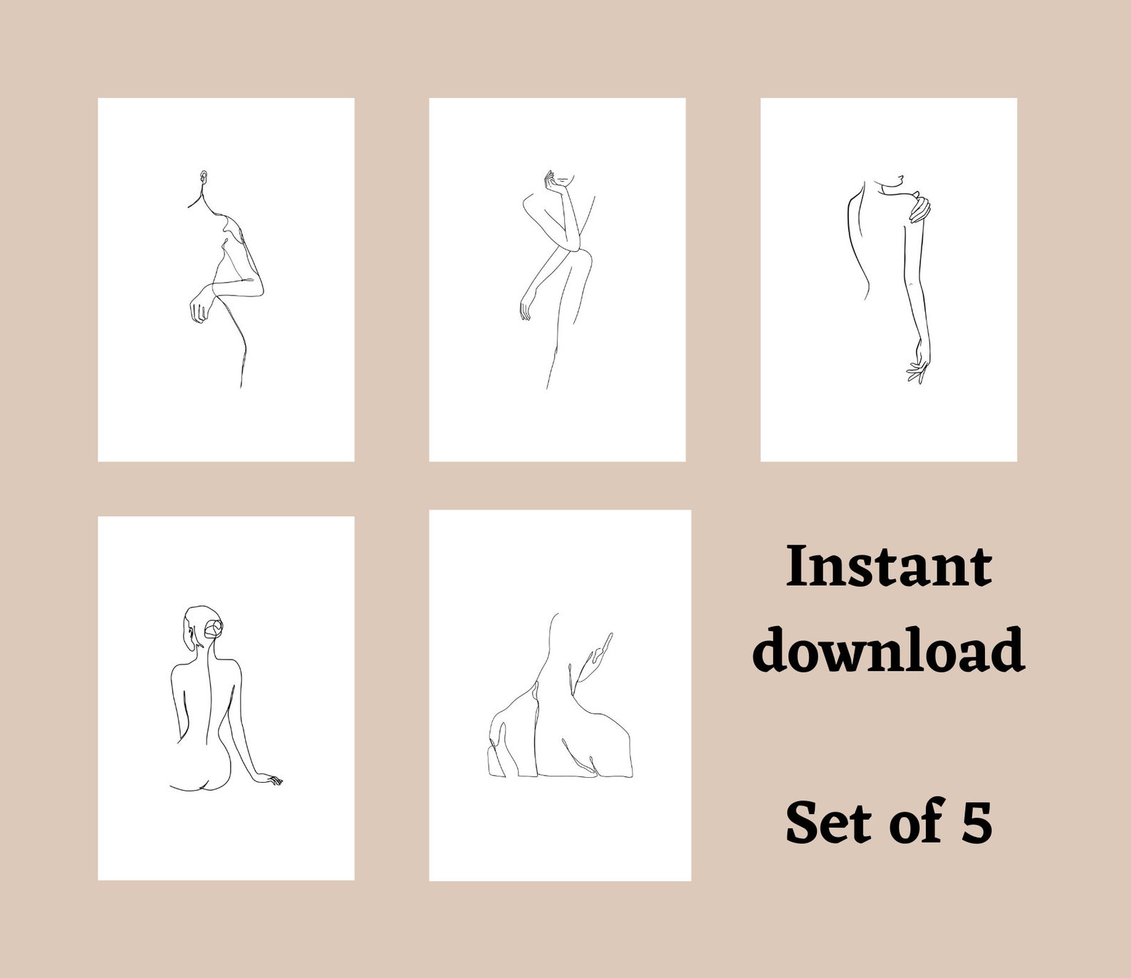 Minimalist Wall Art Set of 5 Printable Art Minimalist Art - Etsy