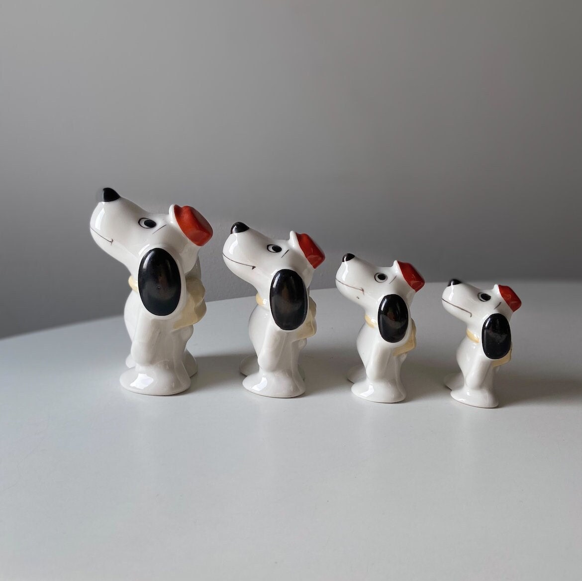 Vintage Ceramic Snoopy Vintage Porcelain Snoopy Set of 4 - Etsy