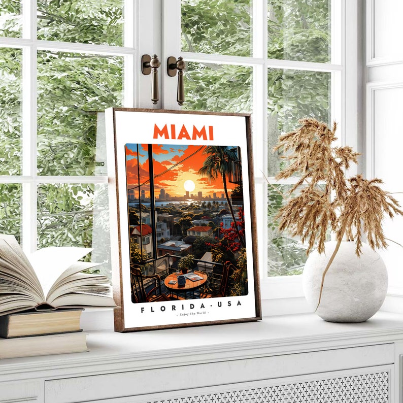 Miami Travel Poster: Retro Art Deco Print (digital Download) - Etsy